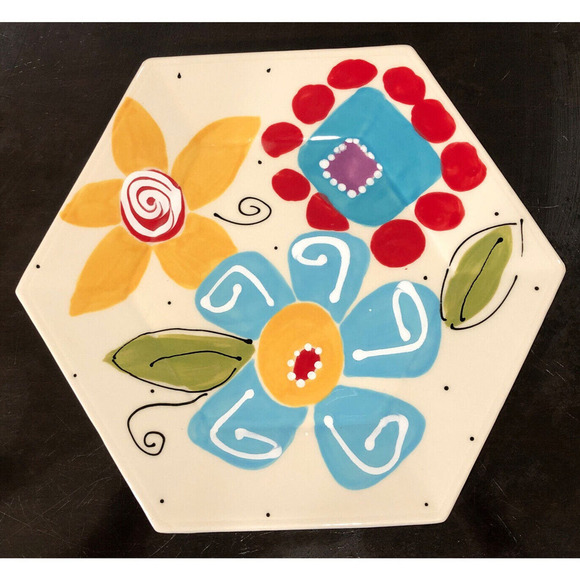 Unmarked | Dining | Mcm Hand Painted Mod Plate 9 Signed By Artist ...